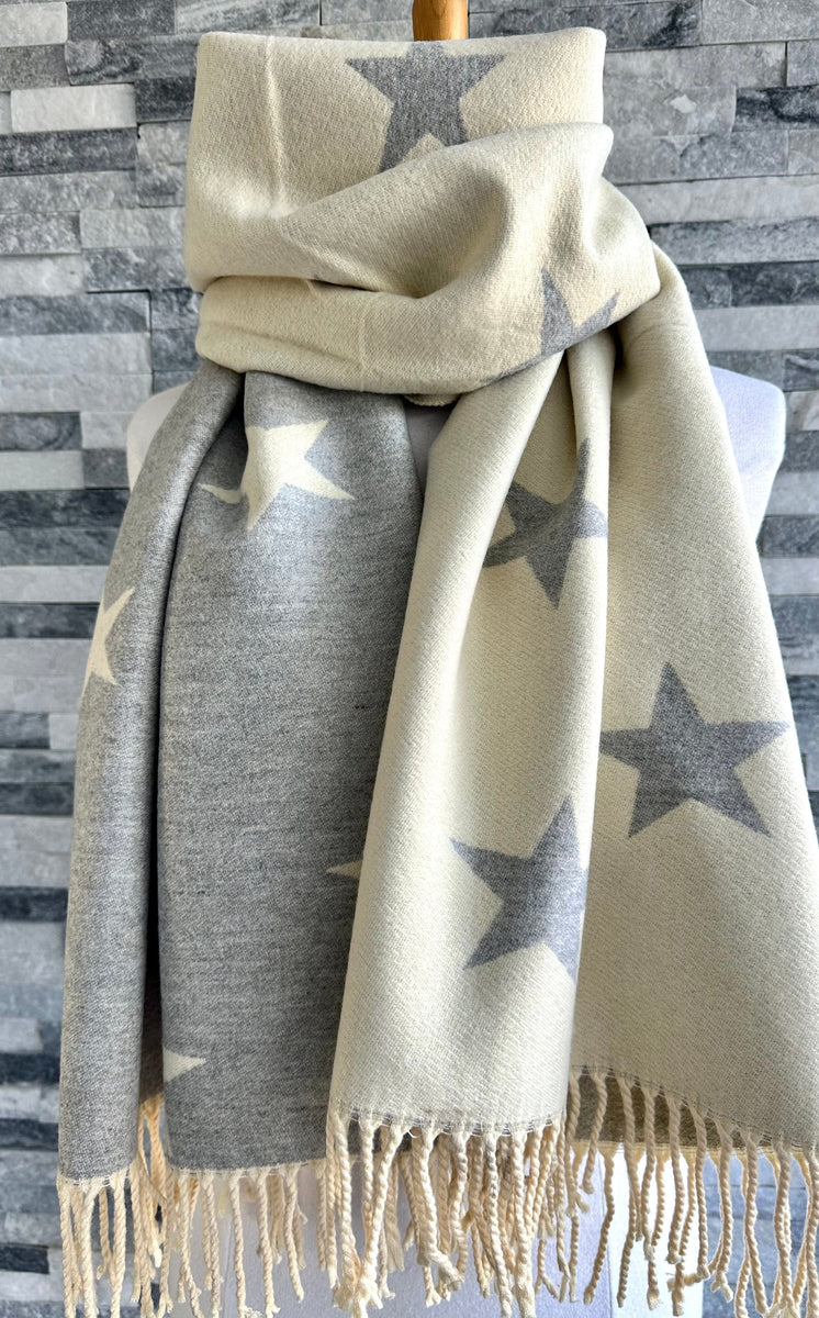 Cream and grey scarf store