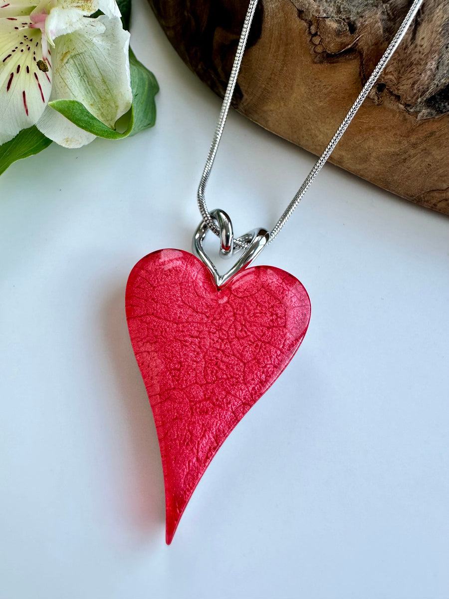 Miss Milly Bright Coral Heart Necklace FN211DBIP – luscious scarves