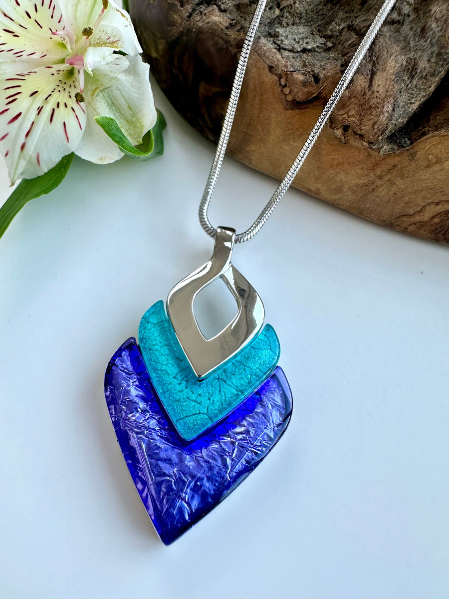 Miss Milly Purple and Turquoise Diamond Resin Necklace FN531 – luscious ...