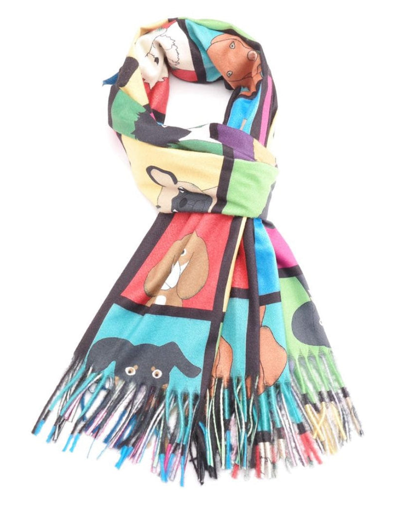 Red Cuckoo Cute Dogs Scarf , Black . – luscious scarves