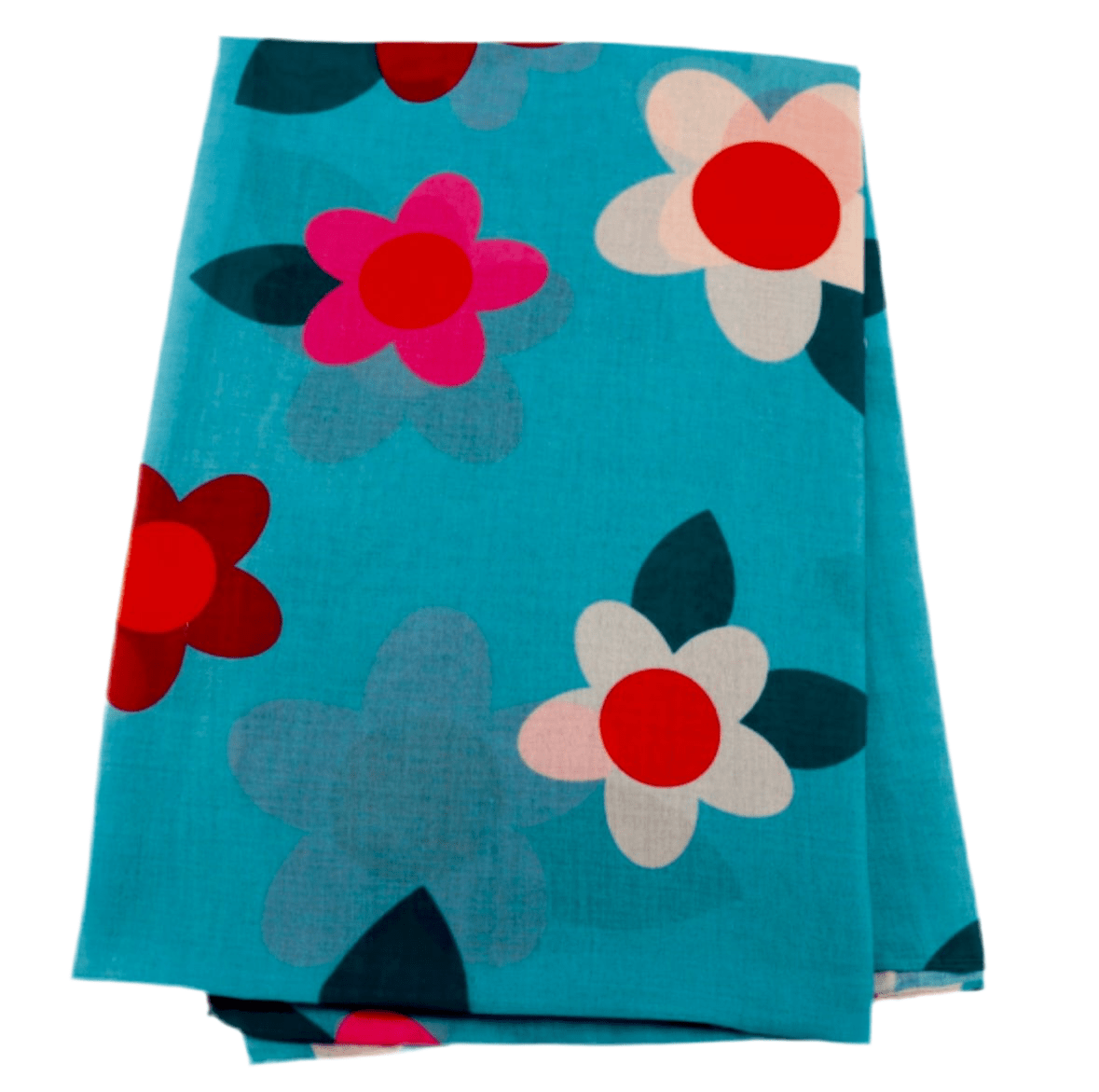 Large Colourful Flowers Scarf with a Teal Background . – luscious scarves