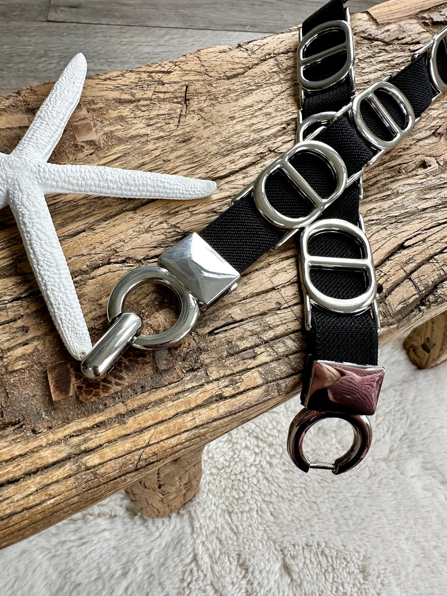 Slim Super Stretchy Double D Design Belt , Silver Hardware , 6 Colours ...