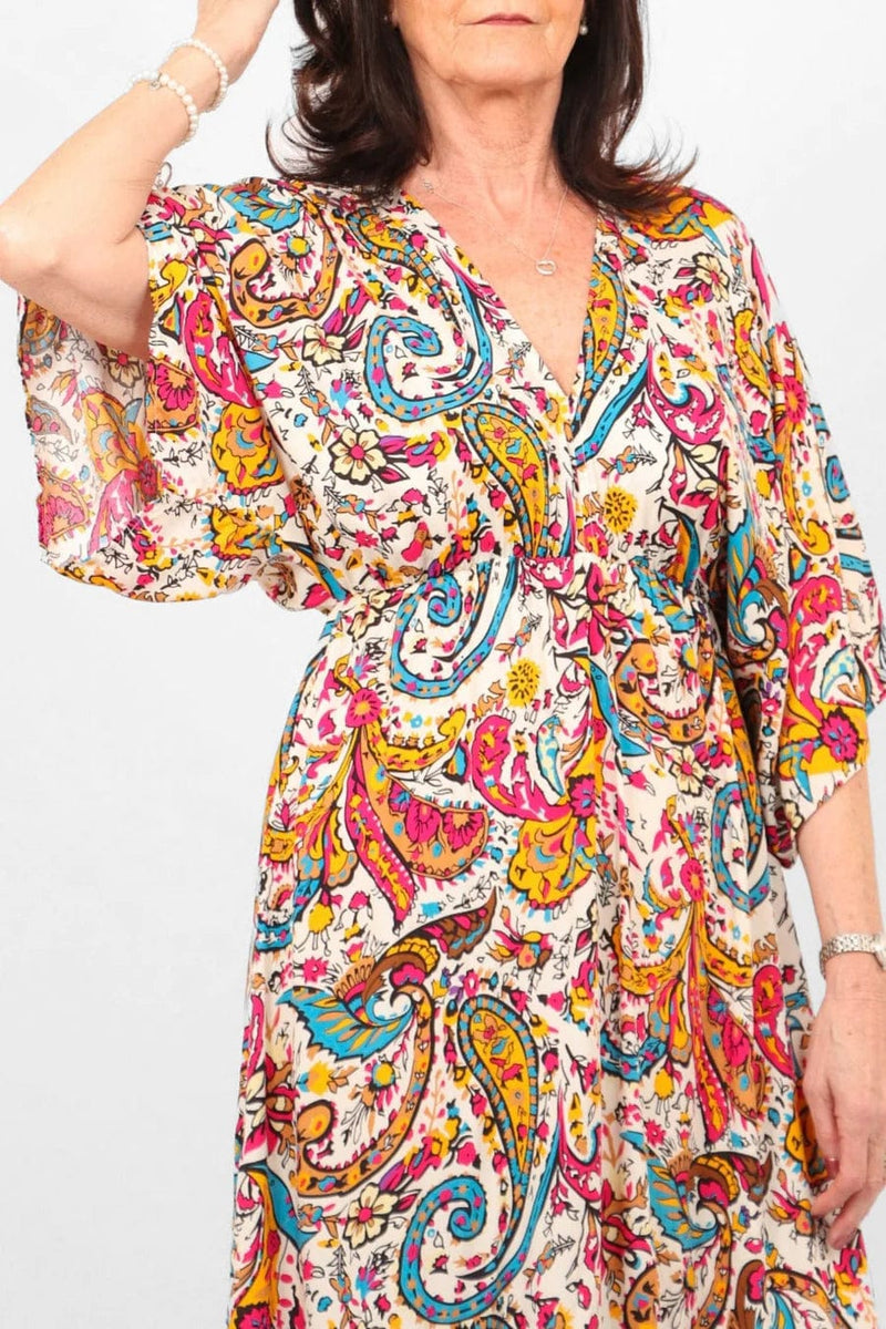 Floaty Kaftan Summer Dress Fleur-de-lis Design – luscious scarves