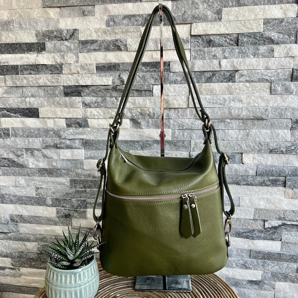 Genuine Italian Leather Convertible Shoulder Bag Handbag / Rucksack ...