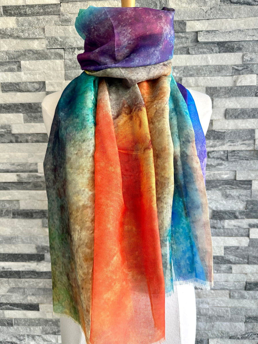 Ladies Abstract Rainbow Scarf – luscious scarves