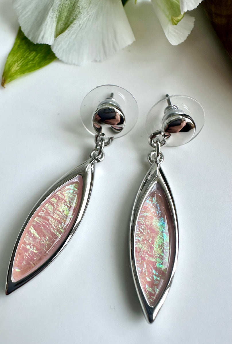 Miss Milly Iridescent Pale Pink Resin Drop Earrings FE551 – luscious ...