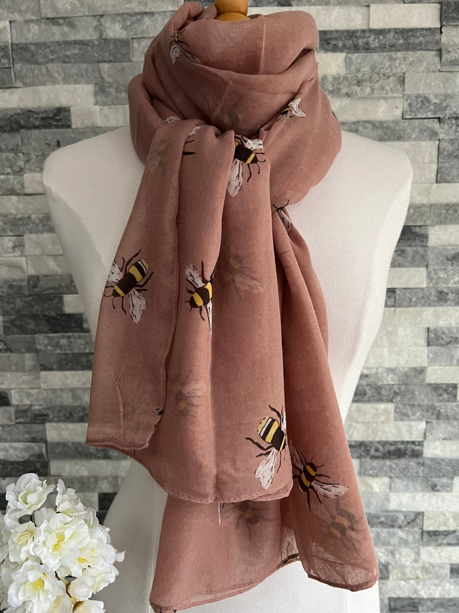 Dusky Pink Busy Bees Scarf – luscious scarves
